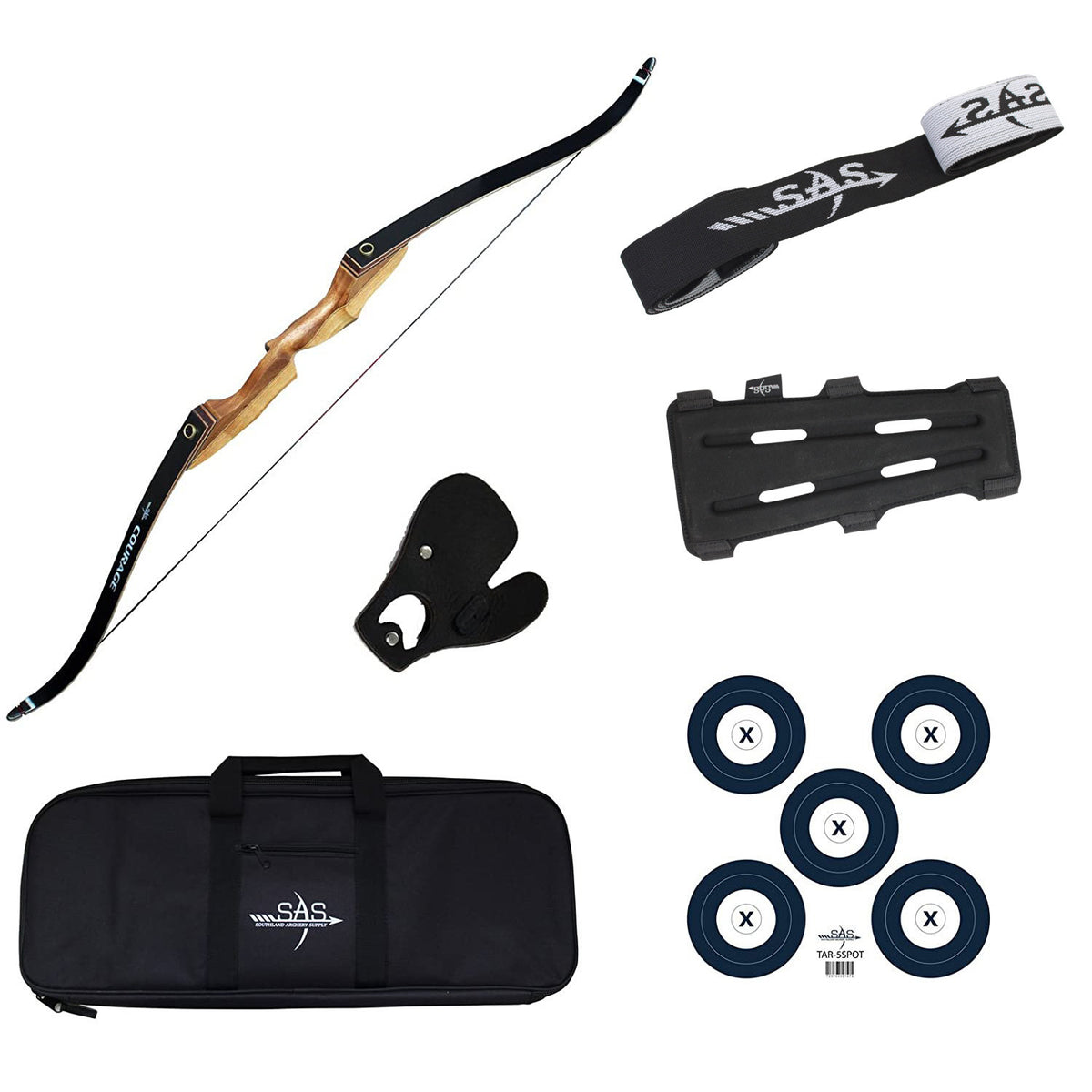 SAS Courage 60" Hunting Takedown Recurve Archery Bow Package ...