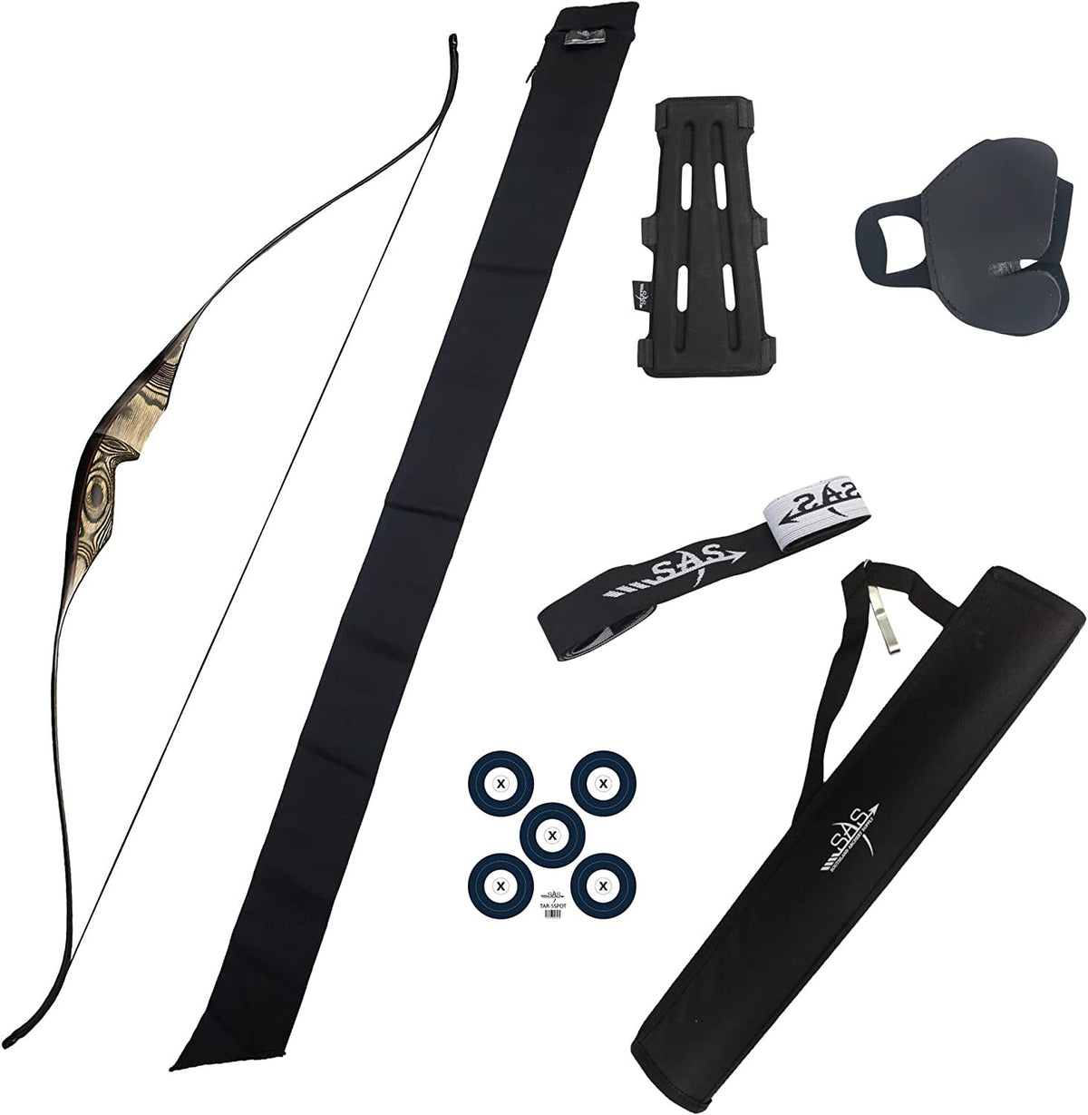 SAS Gravity 60" One-Piece Hunting Recurve Bow Package 25-55lbs -LH or ...