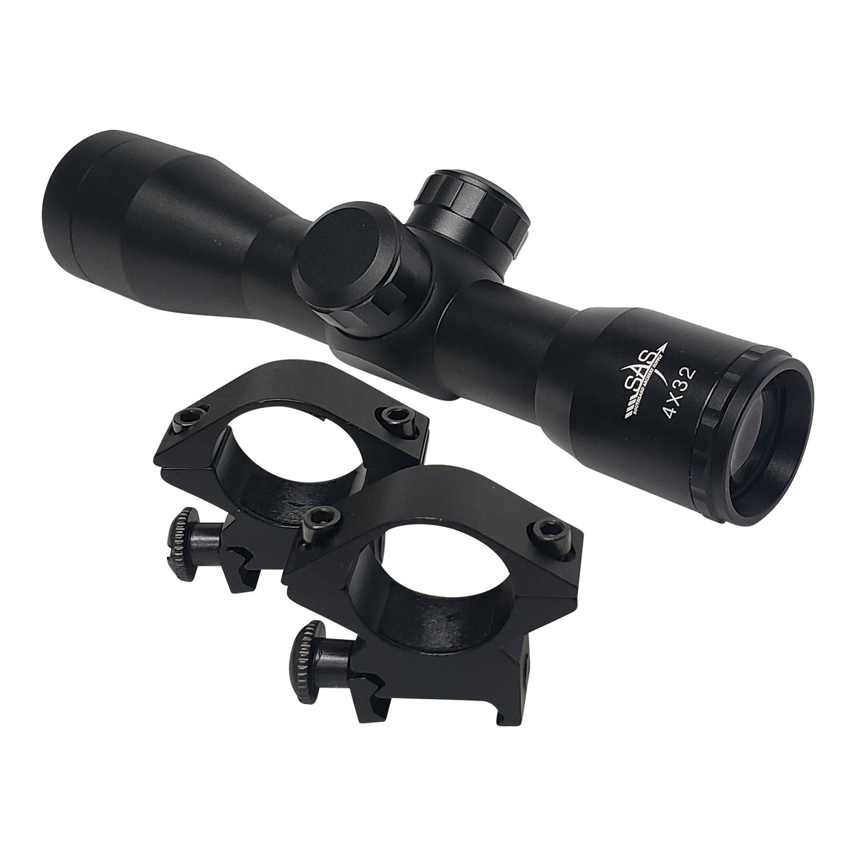 SAS Compact 4x32 Multi-Reticle Crossbow Scope with 7/8" Rings 7.5" Lon ...